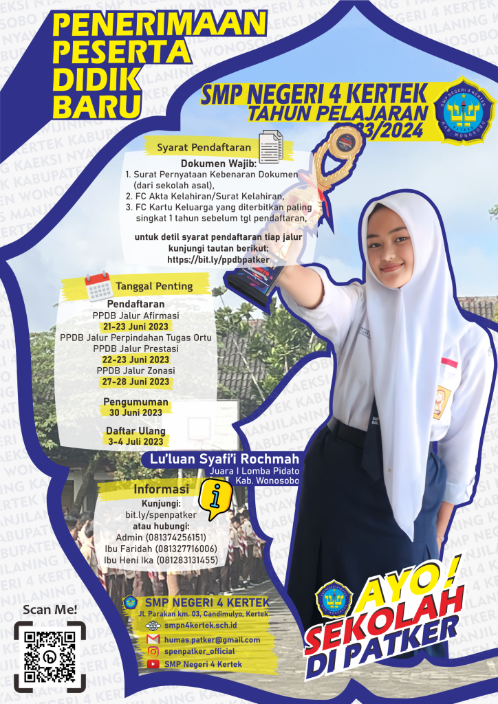 SMP Negeri 4 Kertek Wonosobo #Info PPDB 2023-2024 SMP Negeri 4 Kertek Wonosobo #Info PPDB 2023-2024